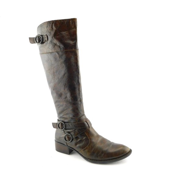 Born | Shoes | Born Distressed Brown Leather Buckled Riding Style Block ...